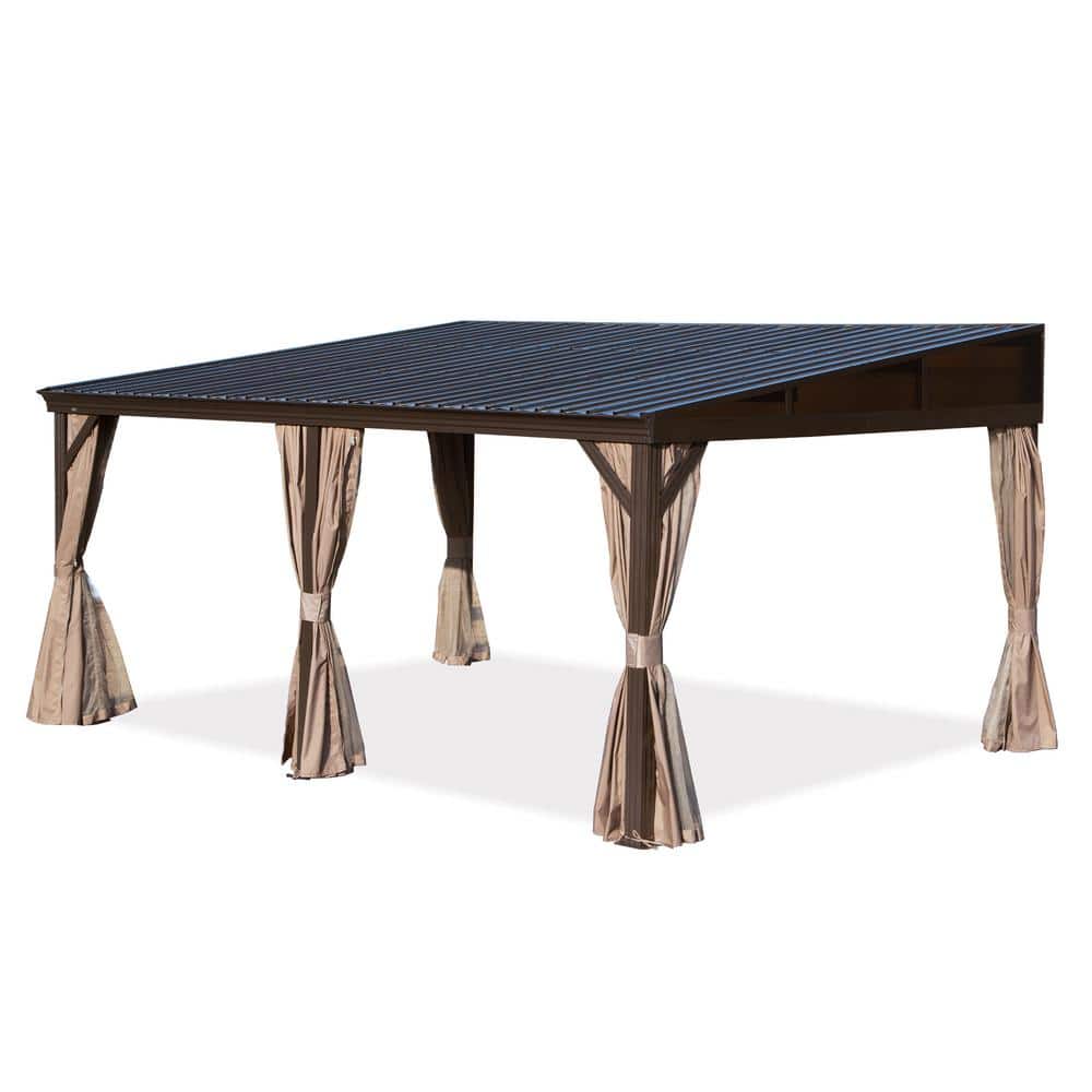 domi outdoor living 16 ft. W x 12 ft. D Aluminum Lean-to Gazebo with ...