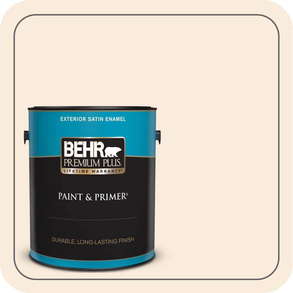 BEHR PREMIUM PLUS 1 gal. #PPH-12 Ivory Satin Enamel Exterior Paint ...