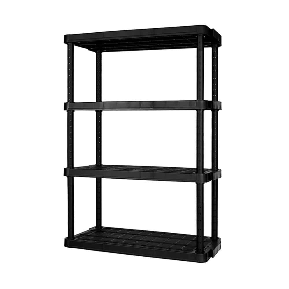 GRACIOUS LIVING Black 4-Tier Plastic Garage Storage Shelving Unit (24 ... GRACIOUS LIVING Black 4-Tier Plastic Garage Storage Shelving Unit (24 ...