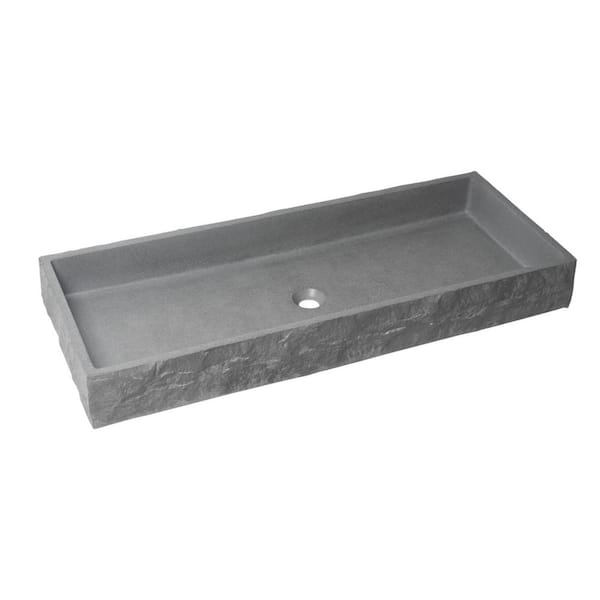 ALFI BRAND 39 in . Bathroom Trough Vessel Sink Basin in Gray Concrete ...