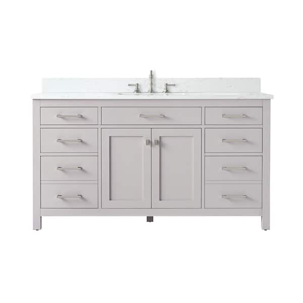 SUDIO Jasper 60 in., W x 22 in., D Bath Vanity in Taupe with Engineered ...