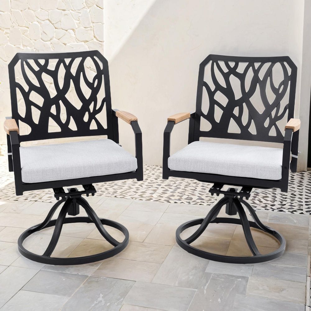 Coporesell Burbon 2-Piece Aluminum Swivel Rocker Outdoor Dining Chairs ...