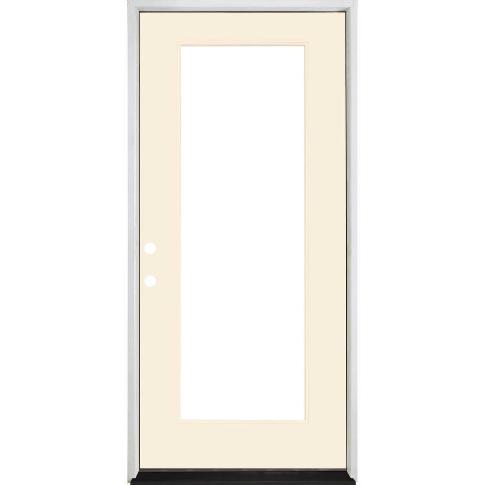 Steves & Sons Legacy 30 in. x 80 in. Full-Lite Clear Glass RHIS Primed ...