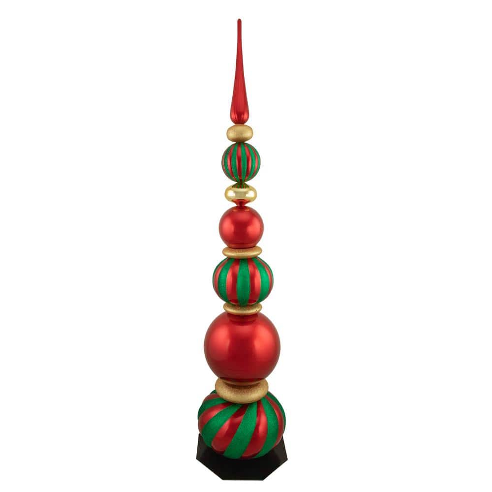 Northlight 54 in. Green and Red Topiary Finial Tower Commercial ...
