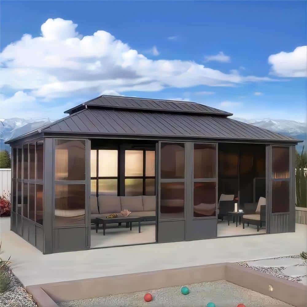 Reviews for PURPLE LEAF 12 ft. x 20 ft. Gray Sunroom Hardtop Gazebo ...