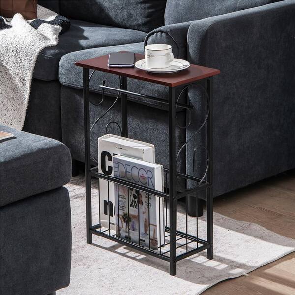 Costway Side Sofa Narrow Table w Removable Paper Holder for Living Room Bedroom Toilet Q1WWR813WF