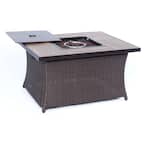 Cambridge 9.8 in. Aluminum Fire Pit in Woven Brown Wicker with Wood ...