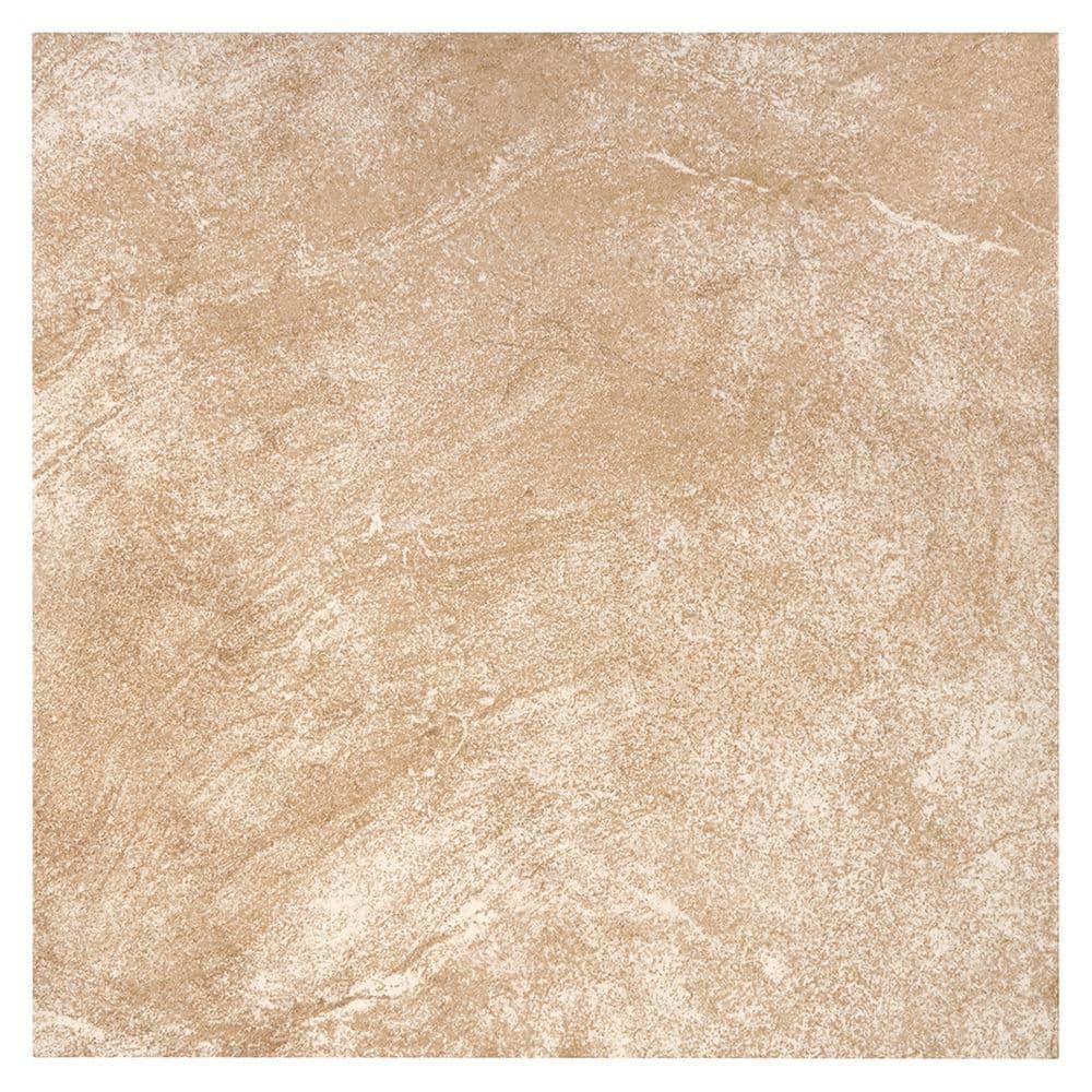 TrafficMaster Portland Stone Beige 18 in. x 18 in. Glazed Ceramic Floor ...