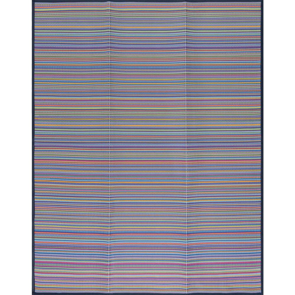 Tayse Rugs Luna Multi-Color 5 ft. x 7 ft. Stripes Indoor/Outdoor Area ...