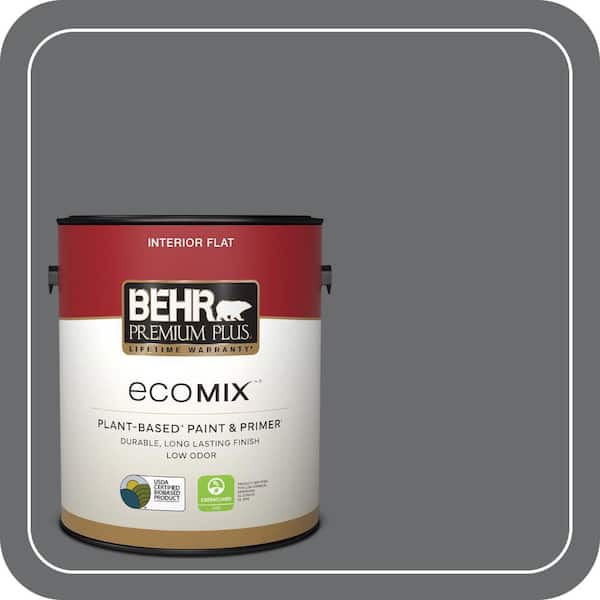 BEHR PREMIUM PLUS 1 gal. #770F-5 Dark Ash Flat EcoMix Plant-Based ...