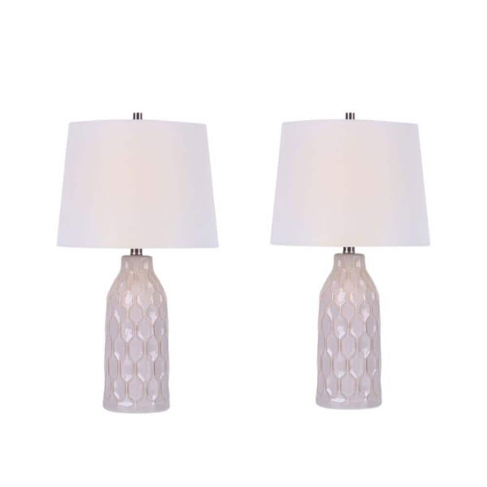 Fangio Lighting 24 in. Honeycomb Indoor Table Lamp Set with Decorator ...