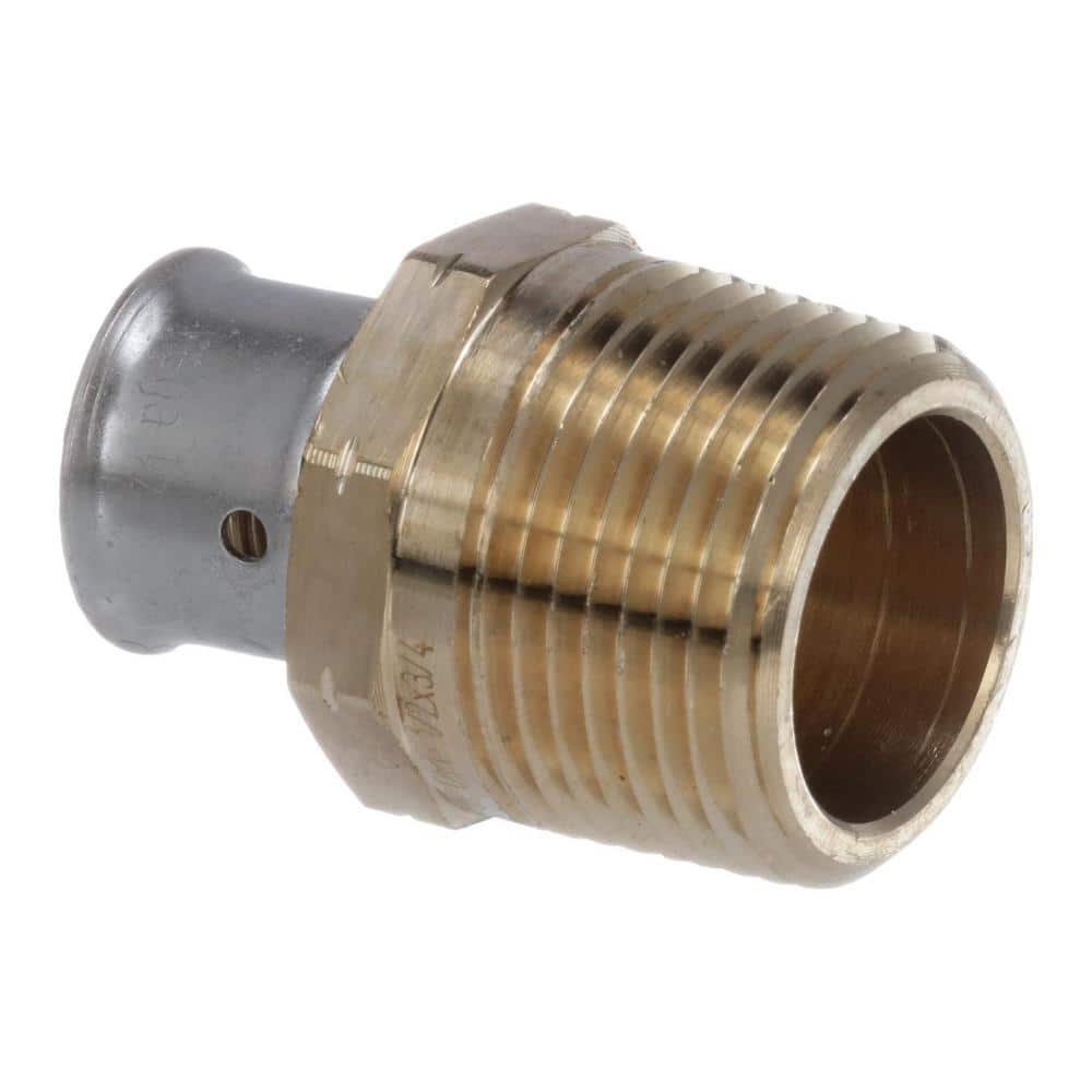 Viega PureFlow 1/2 in. Press x 3/4 in. MPT Zero Lead Bronze Adapter (10-pack) 90526 - The Home Depot