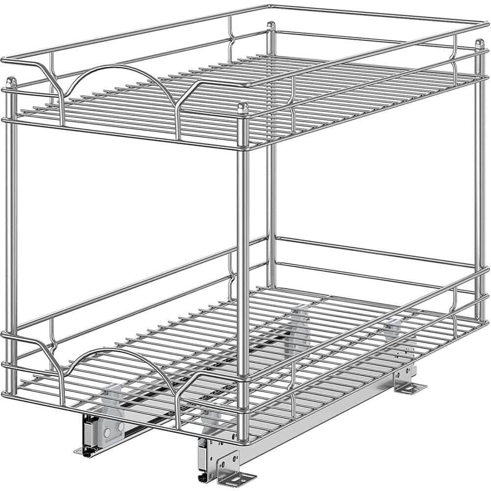 HOMLUX 16.4 in. H x 17 in. W x 18 in. D Silver Metal Pull-Out Organizer ...