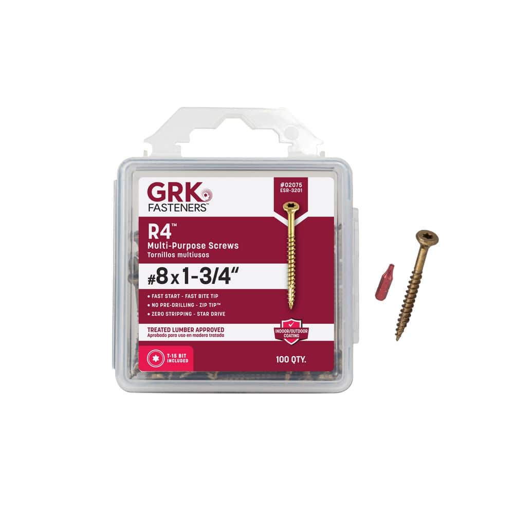 GRK Fasteners #8 x 1-3/4 in. Star Drive Bugle Head R4 Multi-Purpose ...