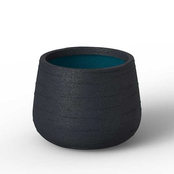 DurX-litecrete 12.5 in. Dia Small Round Curvy Concrete Planter, Medium ...