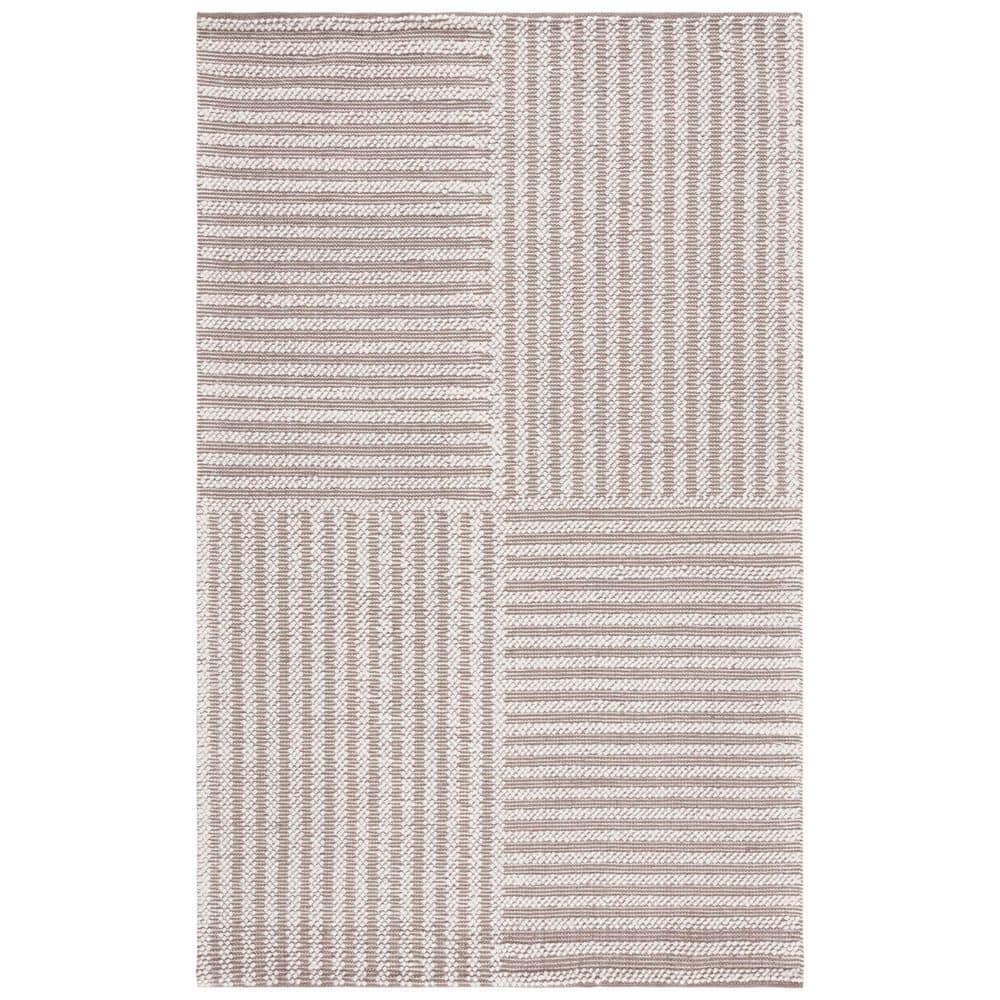 SAFAVIEH Natura 6 ft. x 9 ft. Ivory/Taupe Striped Abstract Area Rug ...