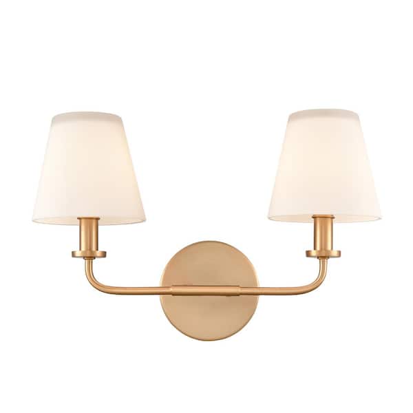 Titan Lighting Holly 16 in. W 2-Light Brushed Gold Vanity Light with ...