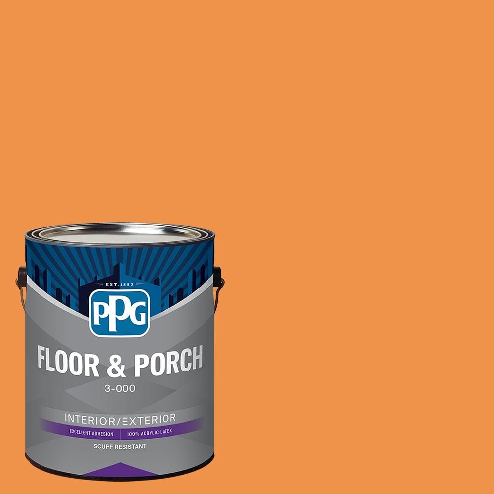 PPG 1 gal. PPG1197-7 Caramelized Orange Satin Interior/Exterior Floor ...