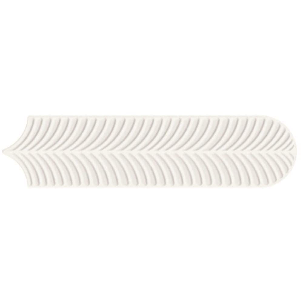 Giorbello Feather Cream 3 in. x 12 in. 3D Textured Glossy Ceramic ...