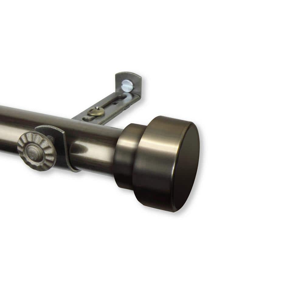 Rod Desyne Topper 120 in. - 170 in. Single Curtain Rod in Antique Brass ...
