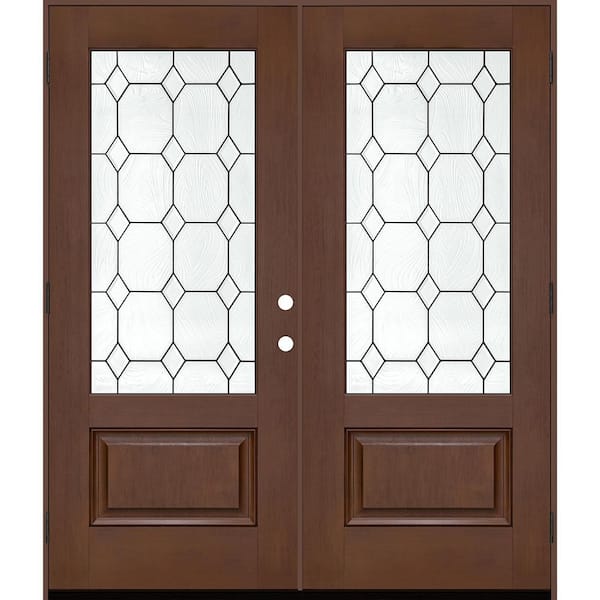 Steves & Sons Regency 72 in. x 80 in. 3/4L Marquise Glass RHOS Chestnut ...