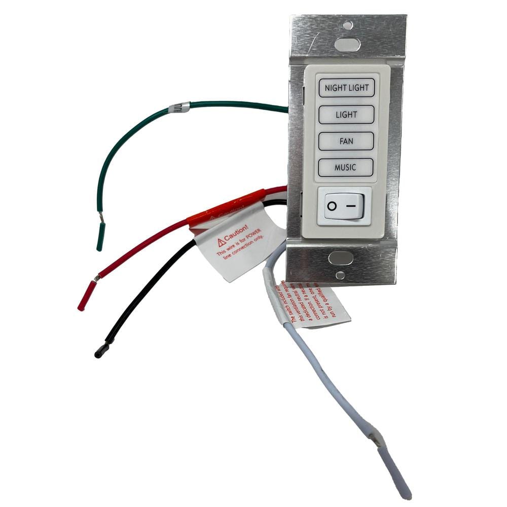 Homewerks Worldwide Bluetooth Bath Fan Push 4-Button Wall Switch-White ...