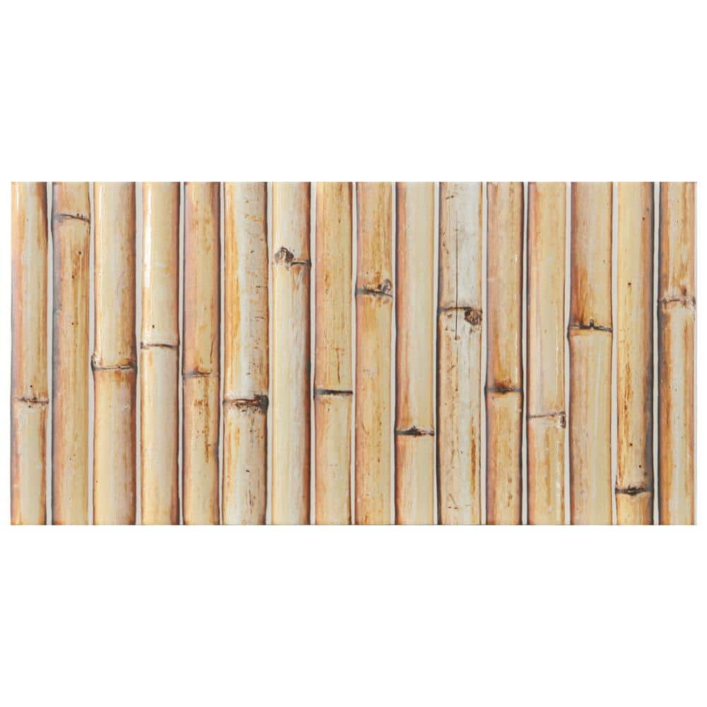 Merola Tile Bamboo Haven Tiki Cream 5-7/8 in. x 11-7/8 in. Fluted ...