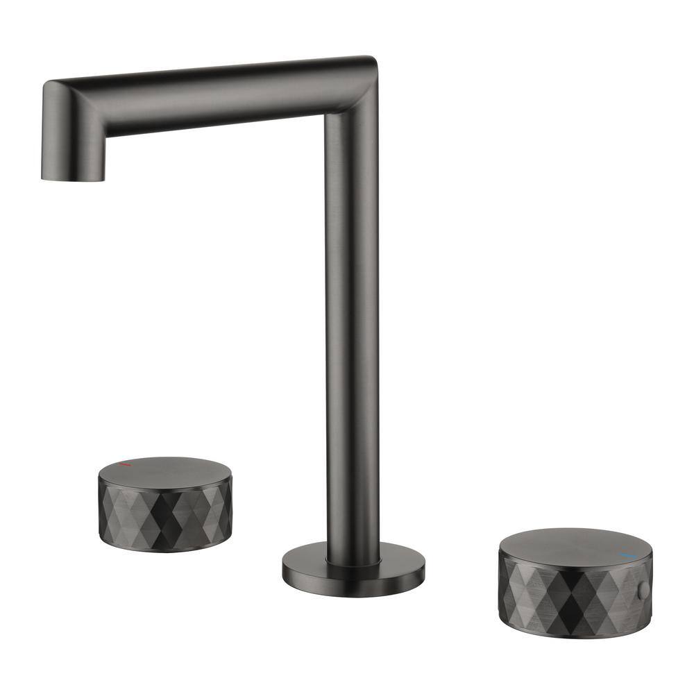 Fapully Deck Mount Double Handle 360° Bathroom Faucet, 3-Holes Modern ...