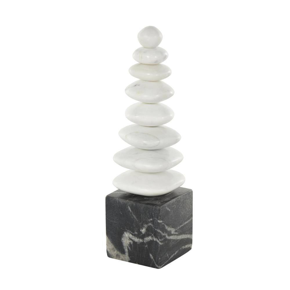 Litton Lane White 3 in. x 12 in. Marble Ceramic Stacked Stone Abstract ...