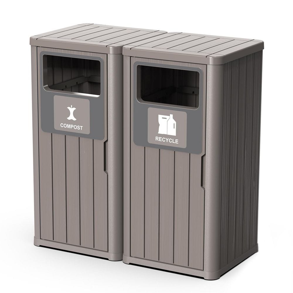 Ama pear Gray 44 Gal. Waterproof Resin Deck Box, All-Weather Outdoor ...