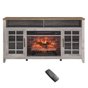 maocao hoom 55 in. Freestanding Electric Fireplace in Gray Wash TV ...
