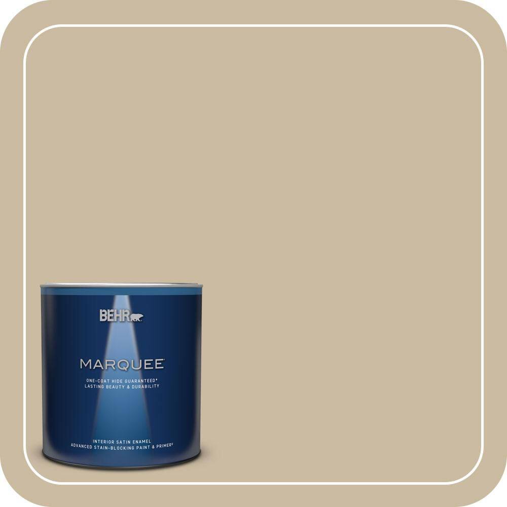 BEHR MARQUEE 1 qt. #MQ2-26 Windsor Tan One-Coat Hide Satin Enamel ...