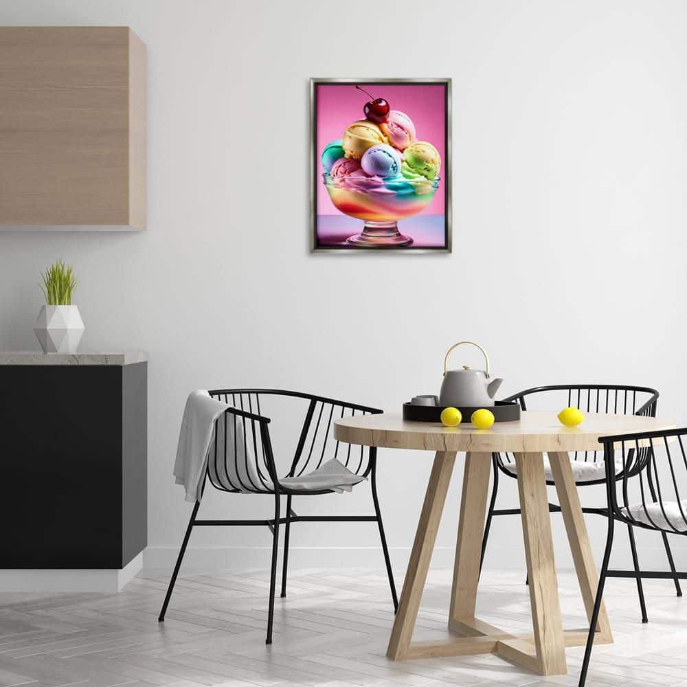 Stupell Industries Rainbow Hued Sundae Dessert by Tabz Jones Gray ...