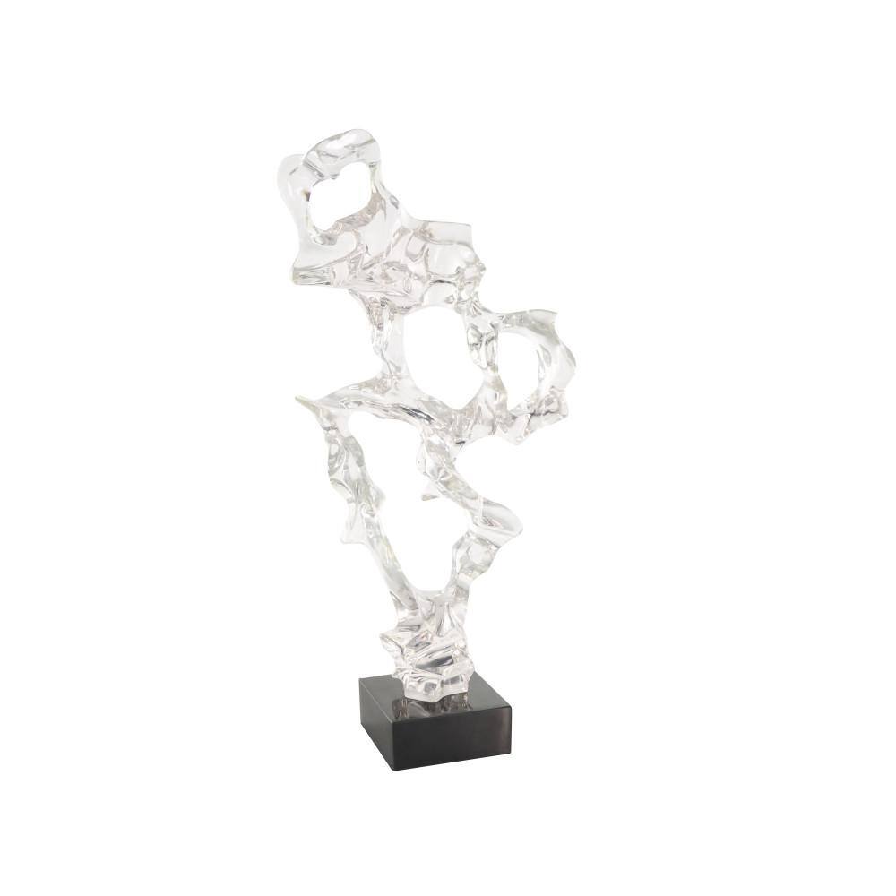 Litton Lane 14 in. x 29 in. Clear Glass Abstract Sculpture with Black ...