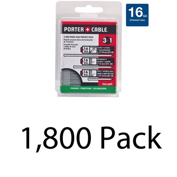 Porter-Cable 16-Gauge Finish Nail Project Pack 2 Boxes (900 per Box ...
