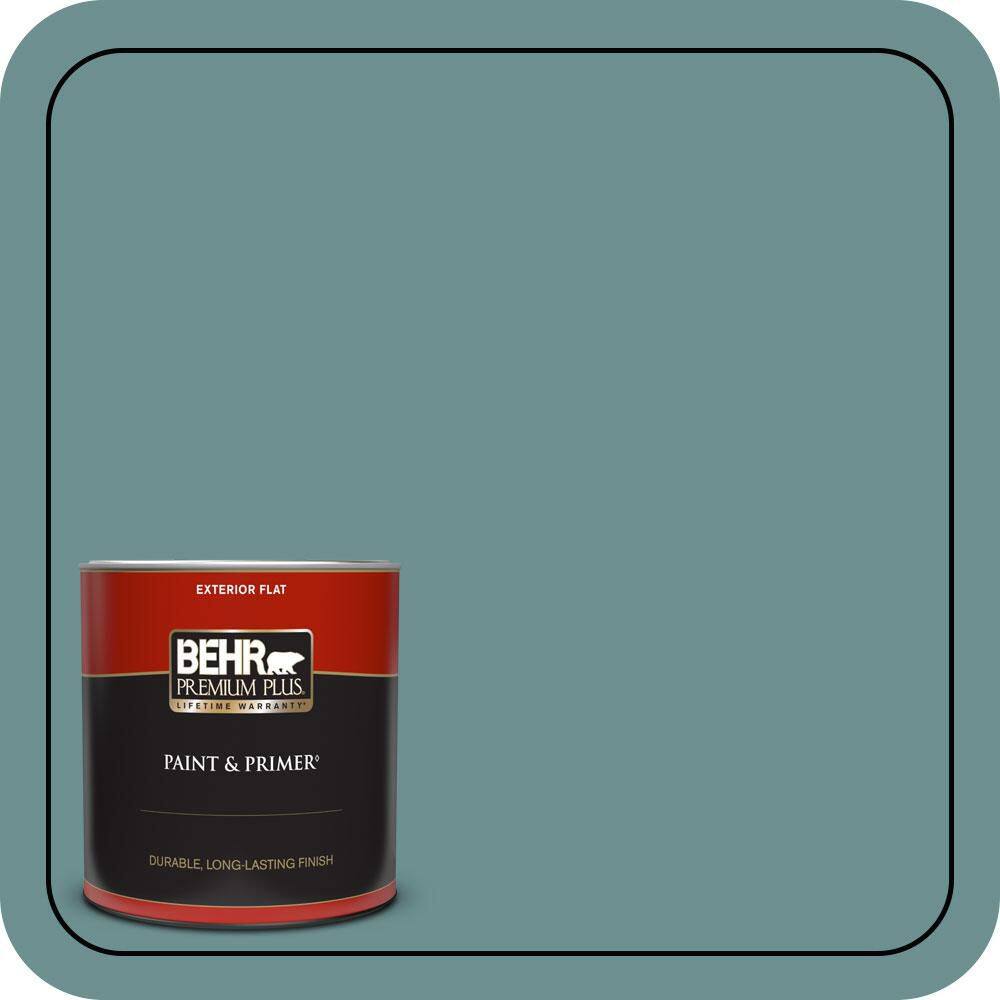 BEHR PREMIUM PLUS 1 qt. #500F-6 Hallowed Hush Flat Exterior Paint ...