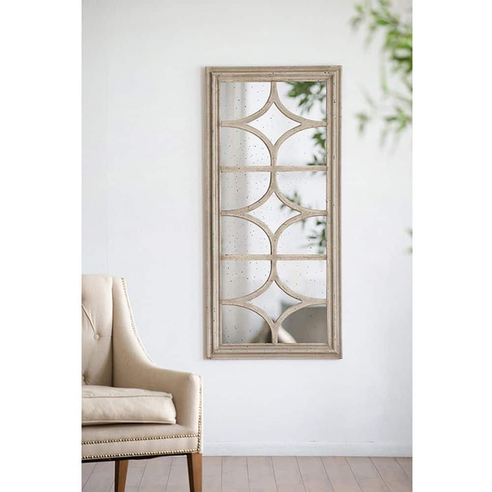 Seafuloy Cream 27.5 in. W x 59 in. H Vintage Rectangle MDF Framed ...