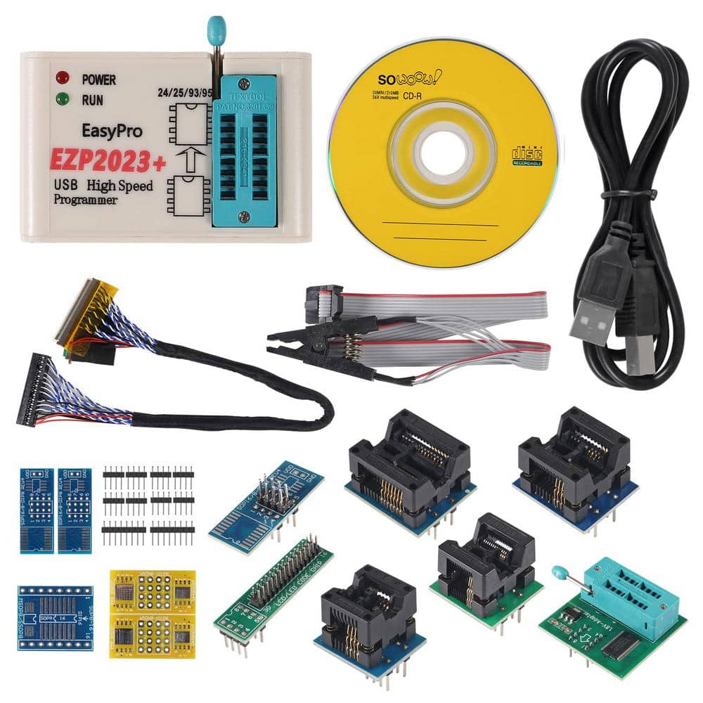 EKIEUDL EEPROM EZP2023 Flash Bios USB API Programmer Kit Set with 12 Adapter White for 24 25 93 ...