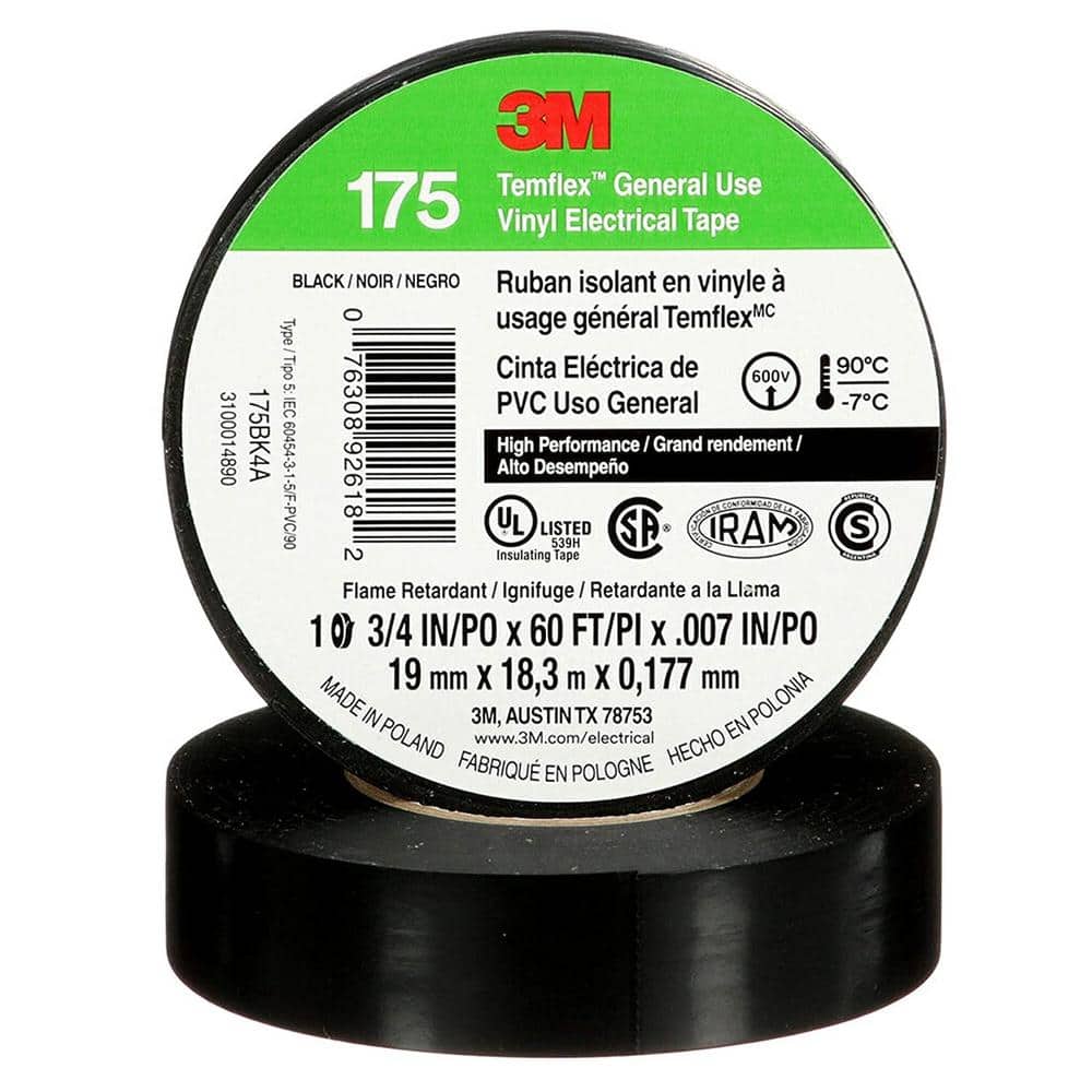 Lukyamzn 0.75 in. x 60 ft. Vinyl Electrical Tape, Flame Retardant and ...