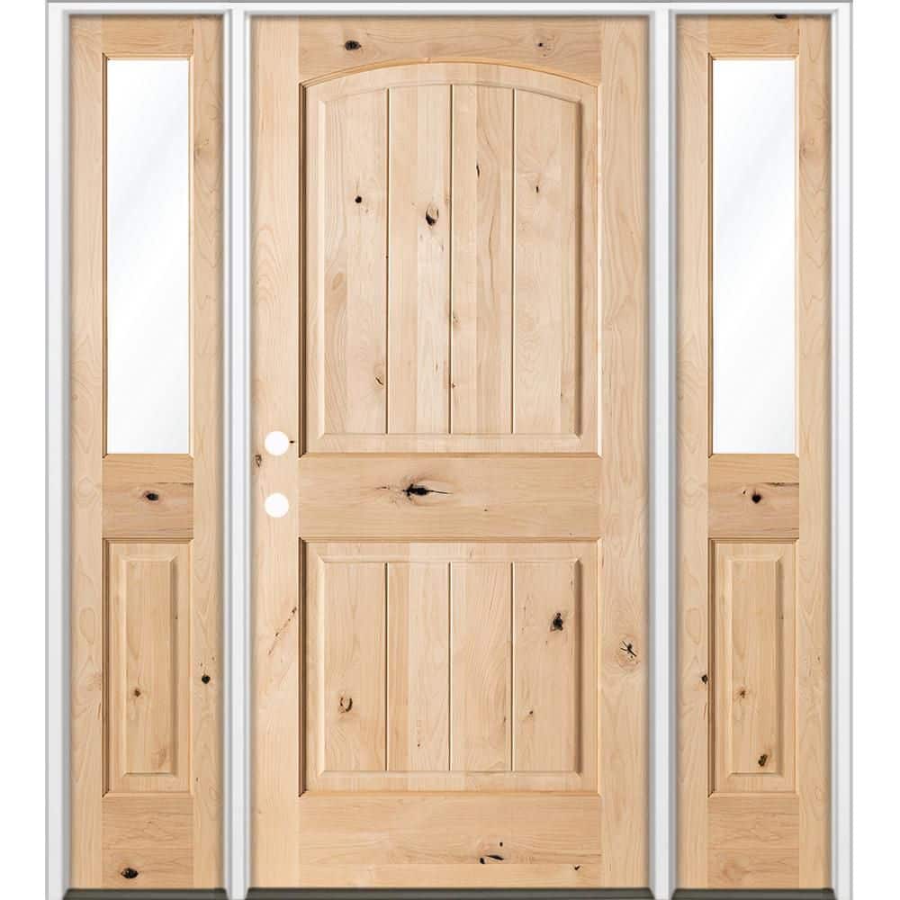 Krosswood Doors 58 in. x 80 in. Knotty Alder Arch Top Right-Hand ...