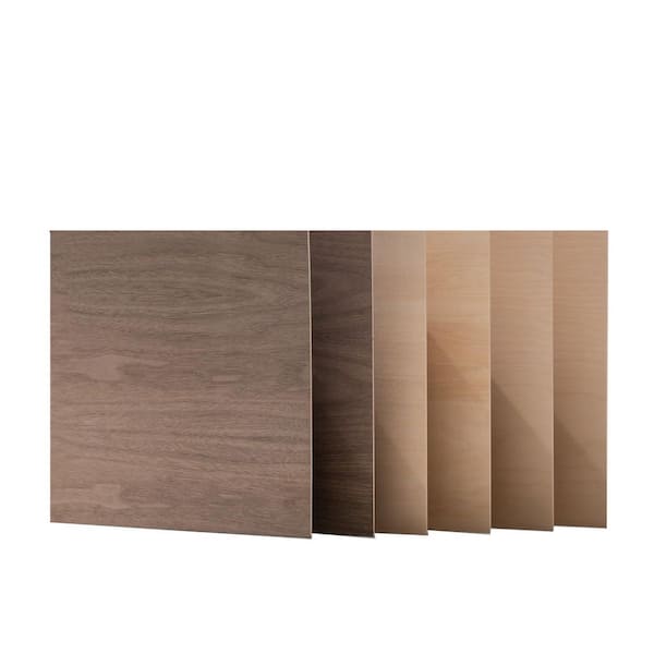 Afoxsos 1/8 in. x 1 ft. x 1 ft. Walnut, Basswood, Birch Plywood Project ...