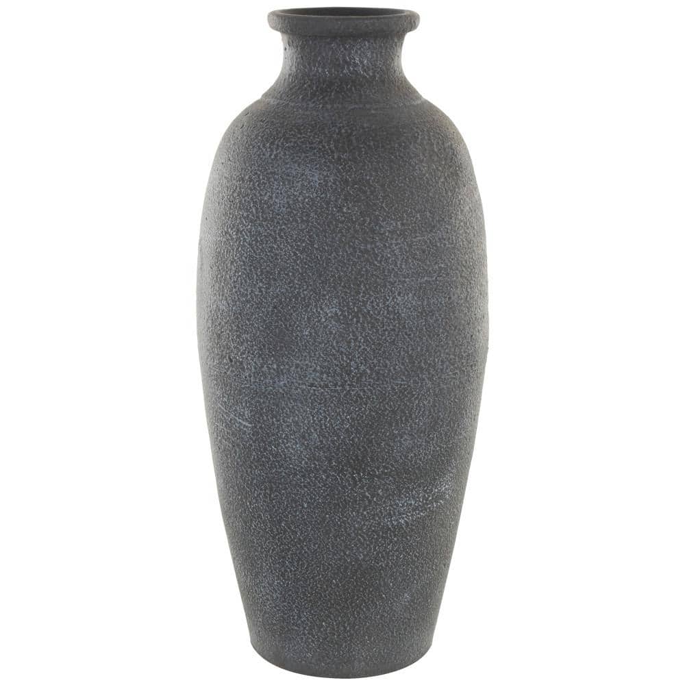 Litton Lane 24 in. Black Textured Whitewashed Ceramic Decorative Vase ...