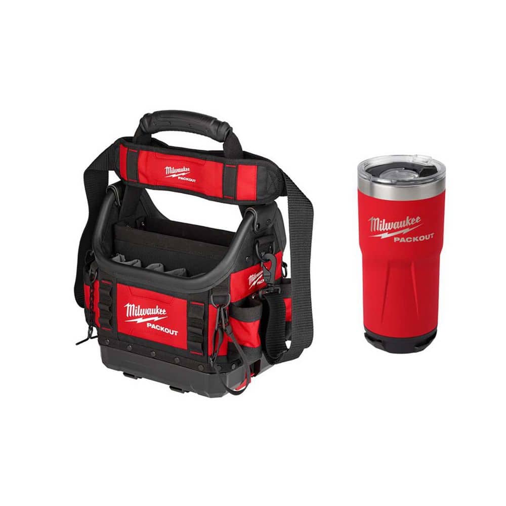 Milwaukee PACKOUT 10 in. Structured Tote with PACKOUT Red 20 oz ...