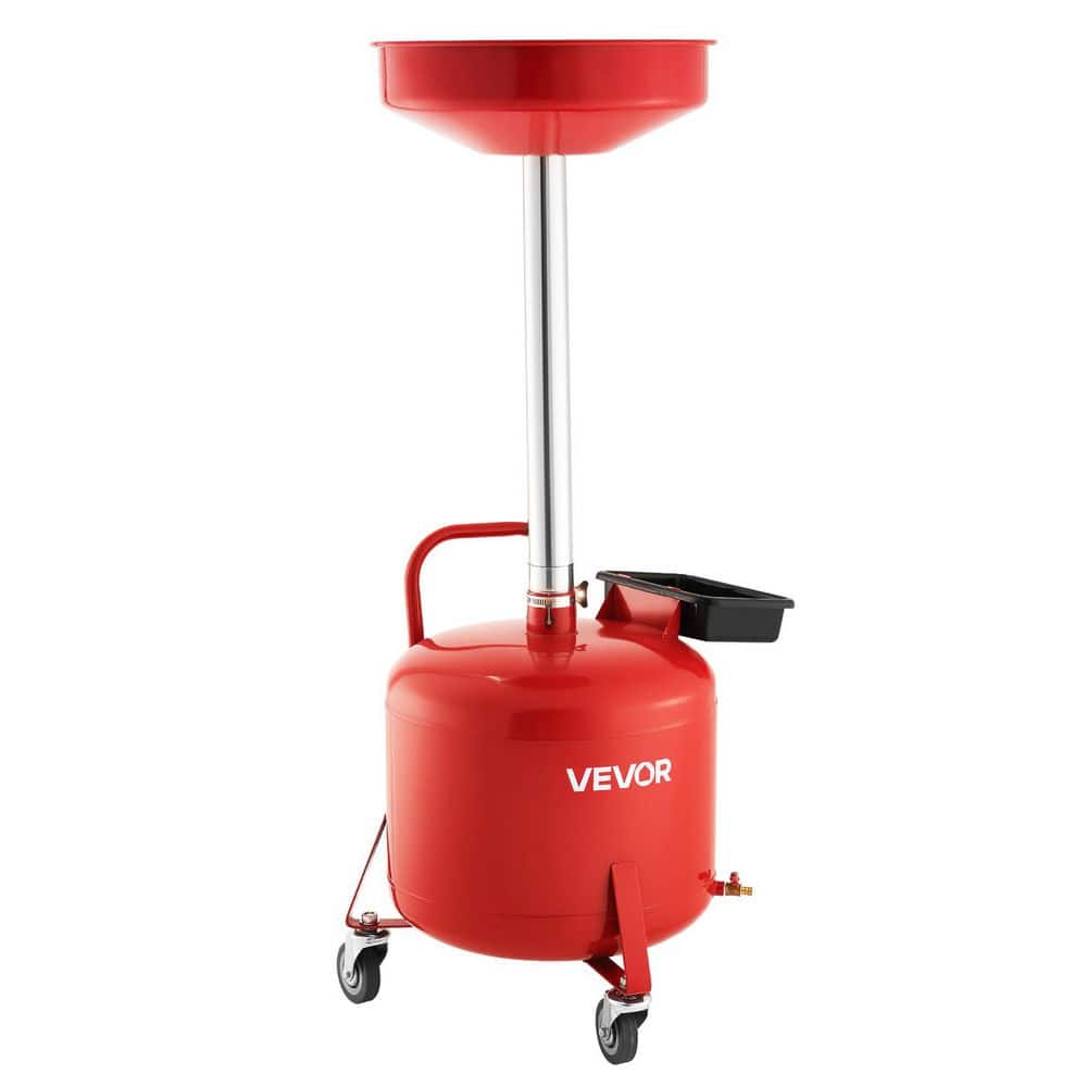 VEVOR 8 Gal. Waste Oil Drain Tank, Red Industrial Fluid Drain Tank with ...