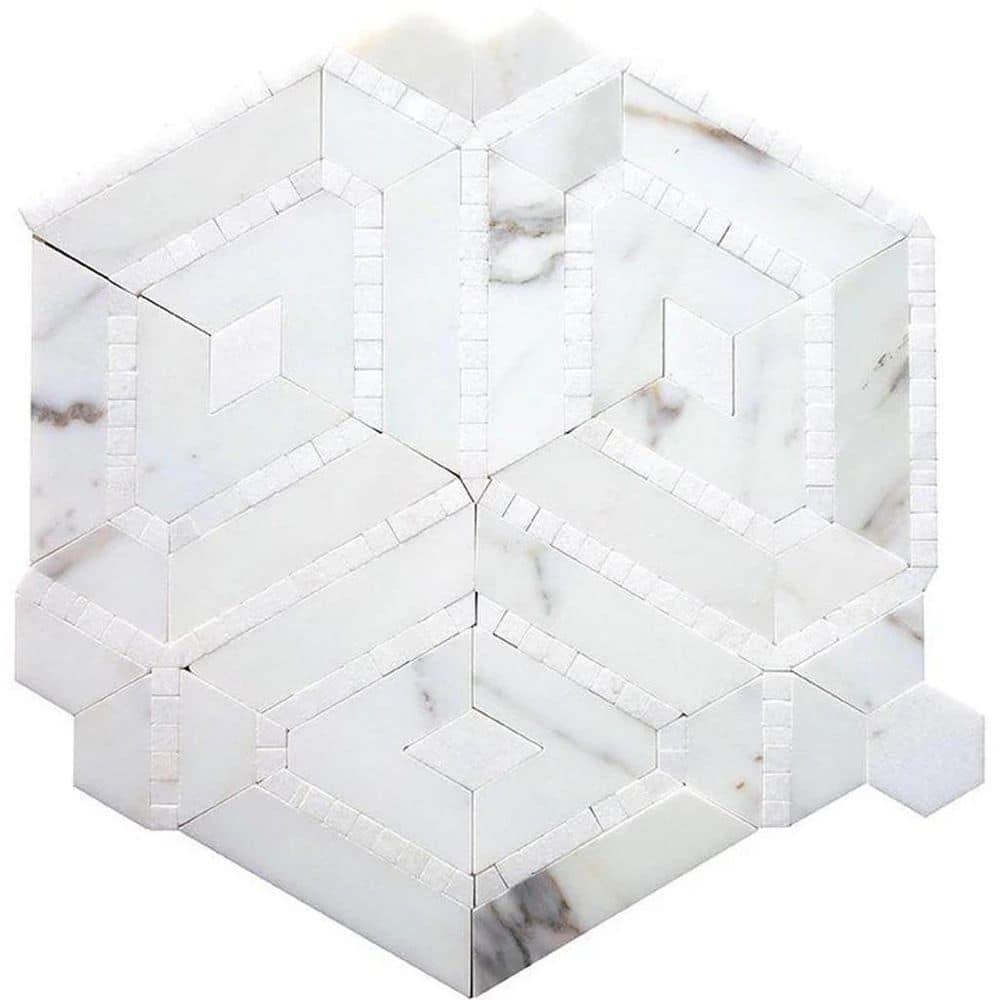 Apollo Tile Serena 9 in. x 10 in. Polished White Gray Calacatta Gold ...