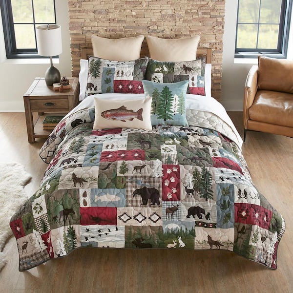 DONNA SHARP Montana Forest 3-Piece Blue and Green Polyester King Quilt ...