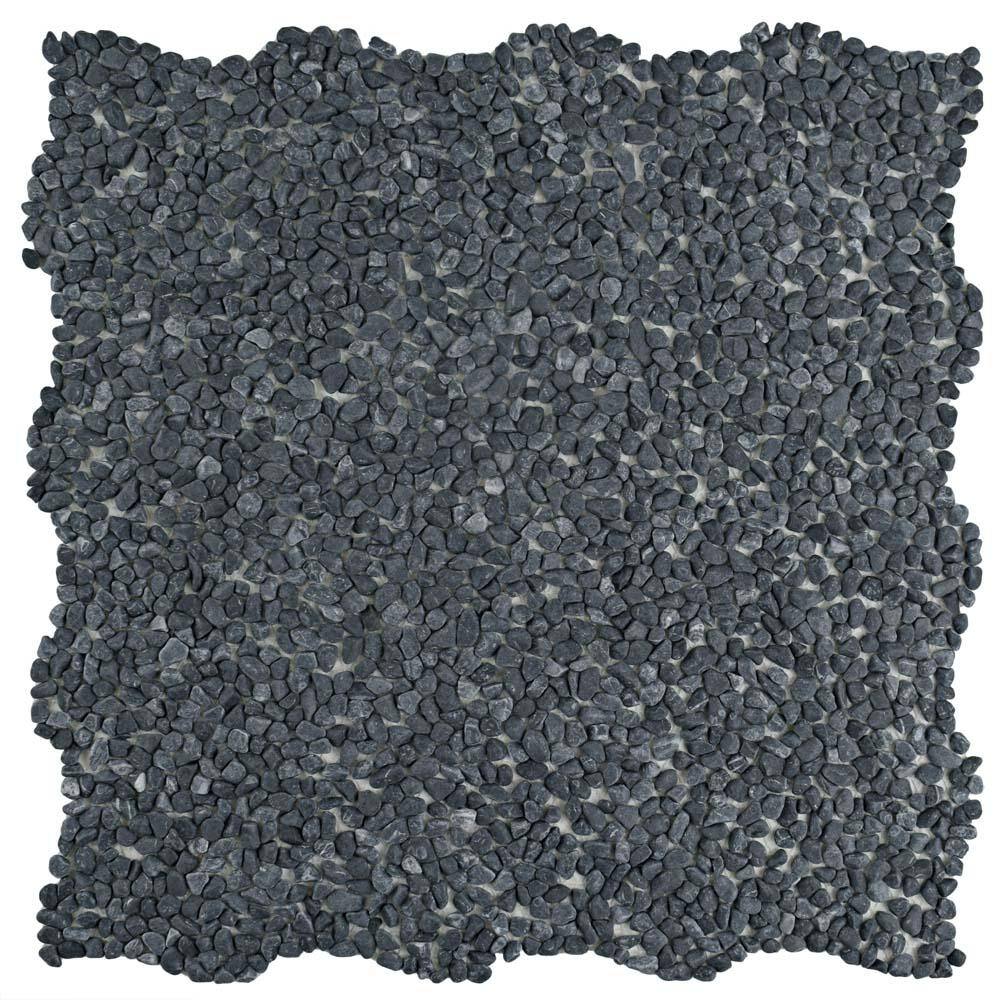 Merola Tile Pebblini Mini Graphite 12 in. x 12 in. Pebble Stone Mosaic ...