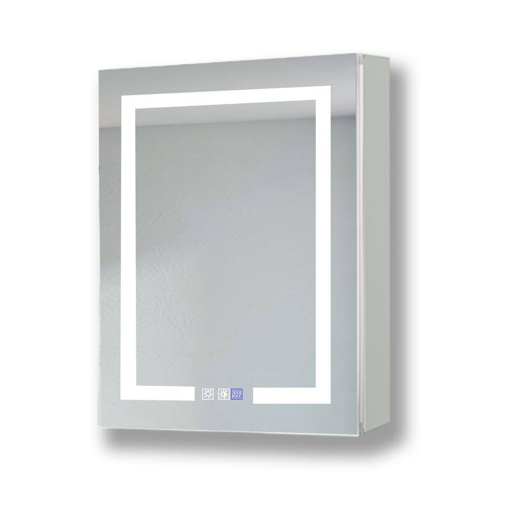 24 in. W x 30 in. H Silver Recessed/Surface Mount Lighted Medicine ...
