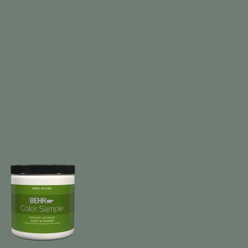 BEHR PREMIUM PLUS 8 oz. #N420-5 Boreal Semi-Gloss Interior/Exterior ...
