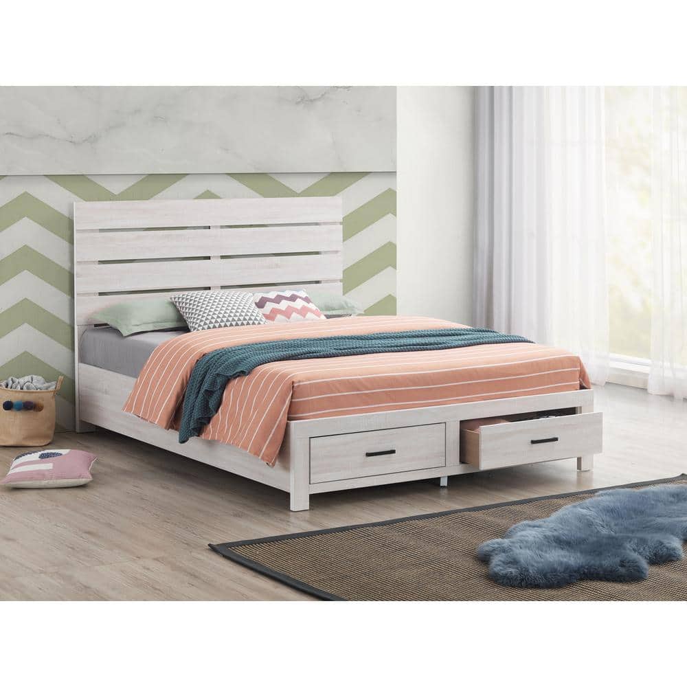 Coaster Brantford Ivory Wood Frame Queen Platform Bed with Storage ...
